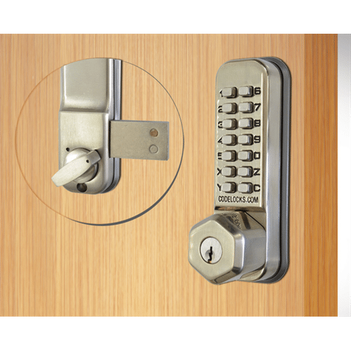 CL200K Codelocks Surface Deadbolt with Key Override, Stainless Steel 2 3/8"