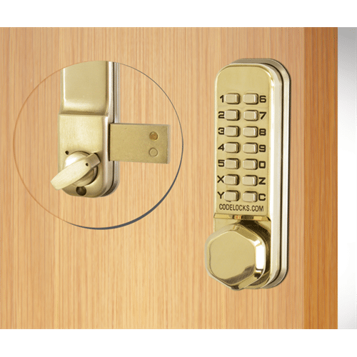 CL200-PB Codelocks Surface Deadbolt Polished Brass 2 3/8"
